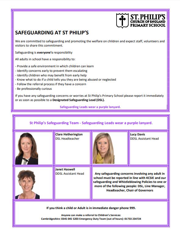St Philip's CE (A) Primary School - Designated Safeguarding Leads St Philip's CE (A) Primary School - Designated Safeguarding Leads